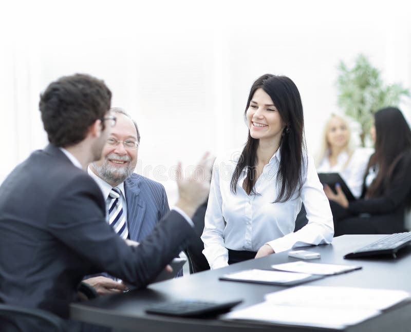 Project Manager and Staff Talking at the Desk Stock Image - Image of ...