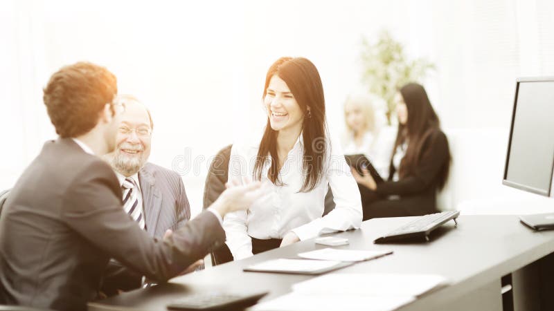 Project Manager and Staff Talking at the Desk Stock Image - Image of ...