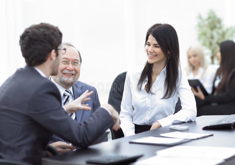 Project Manager and Staff Talking at the Desk Stock Photo - Image of ...