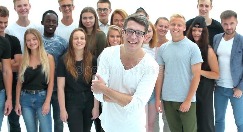 Project Manager Standing in Front of His Professional Team Stock Photo ...