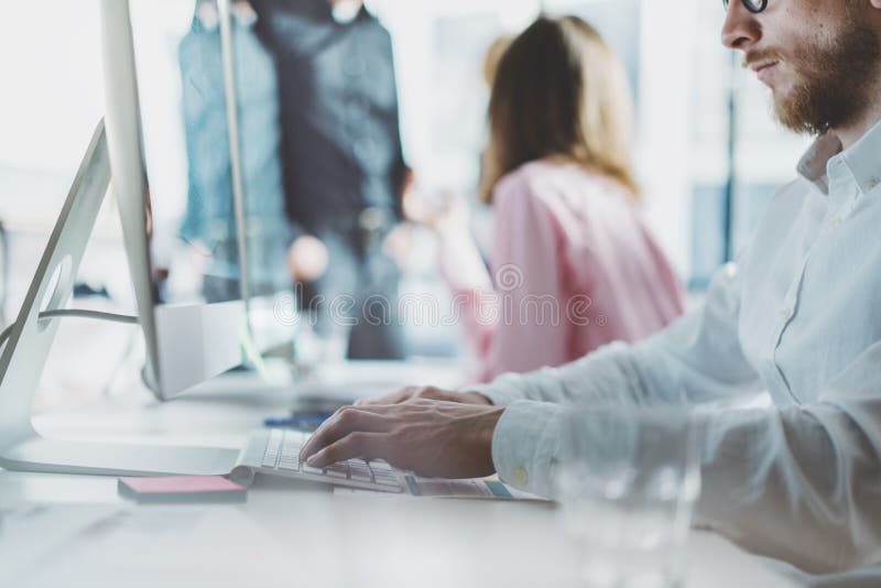 Project Manager Team Work New Idea.Young Business Crew Working with ...