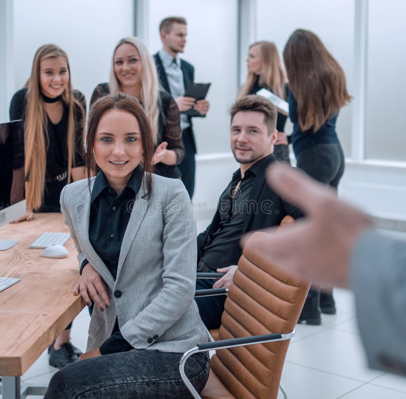 Project Manager Telling the Working Group about the New Plan. Stock ...