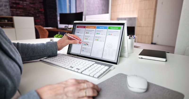 Project Manager Using Agile Software Stock Photo - Image of scrum ...