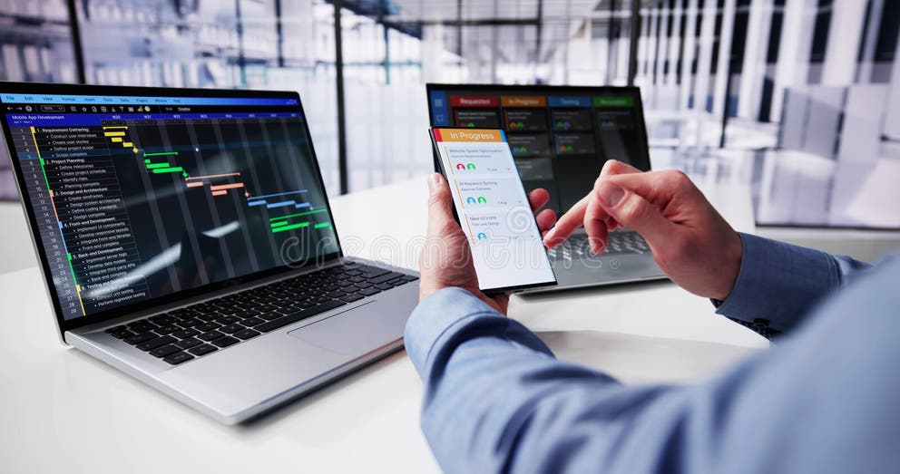 Project Manager Using Agile Software Stock Photo - Image of software ...