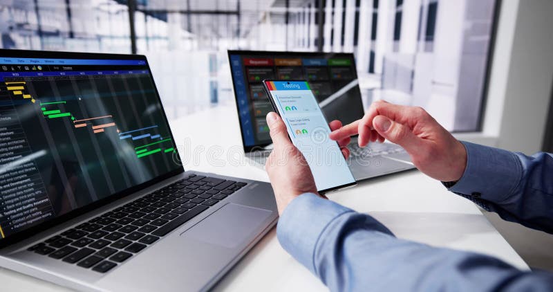 Project Manager Using Agile Software Stock Photo - Image of banner ...