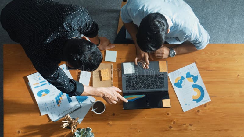 Project Manager Walking at Table while Colleague Brainstorm Idea ...