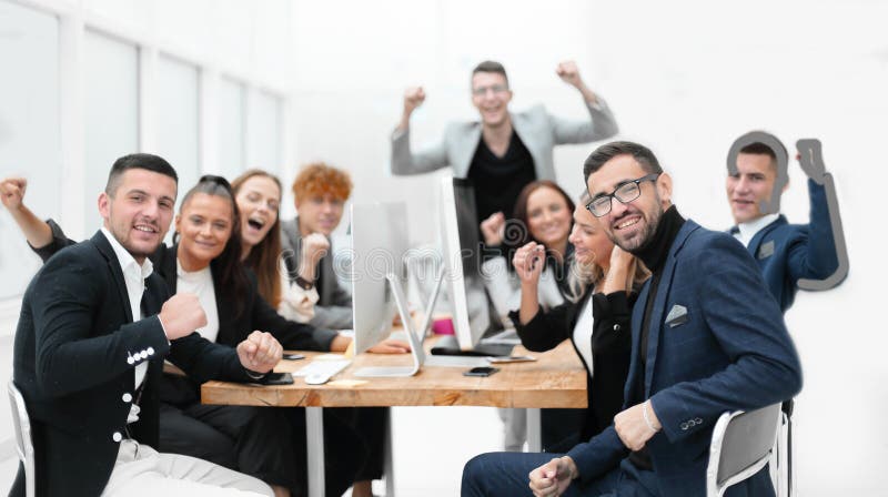 Project Manager and Working Group Showing Gesture of Their Success ...