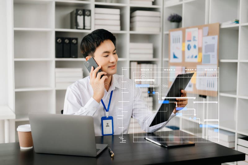 Project Manager Working and Update Tasks with Milestones Progress ...