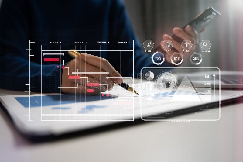 Project Manager Working and Update Tasks with Milestones Progress ...