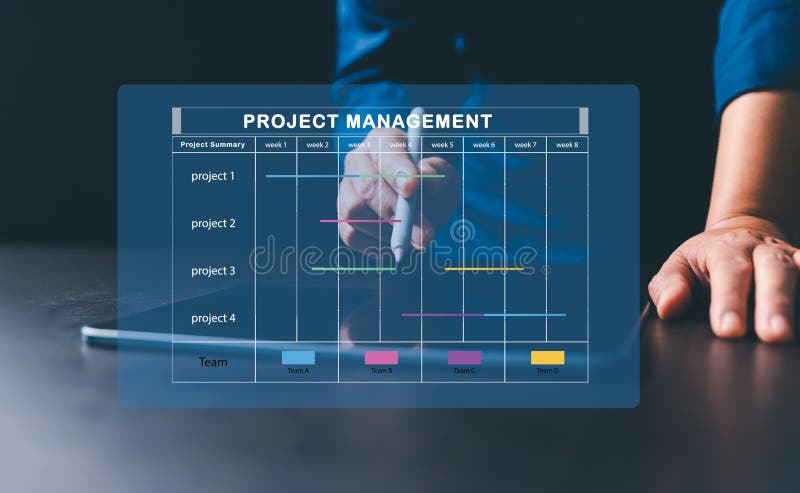 Project Manager is Working on Virtual Screen, Using Project Management ...