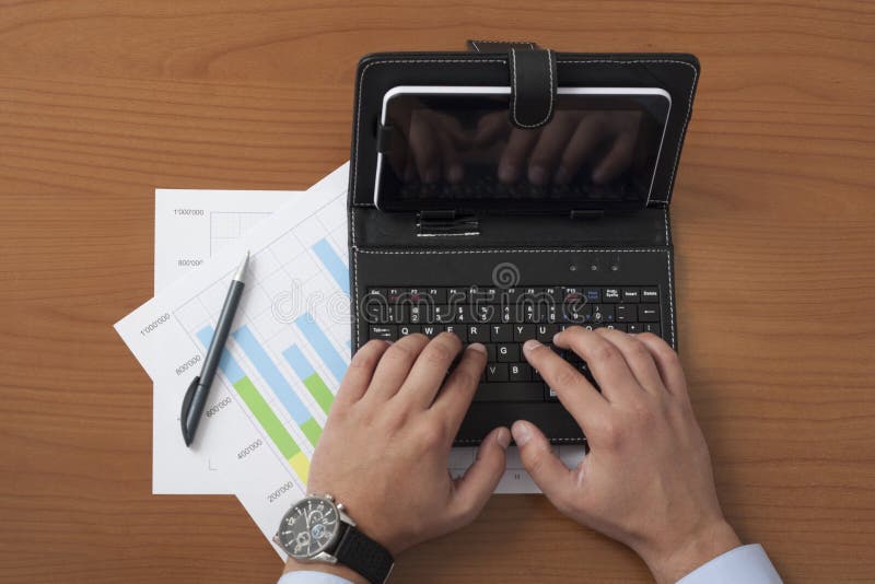 Project Manager Writing a Business Plan Stock Image - Image of laptop ...