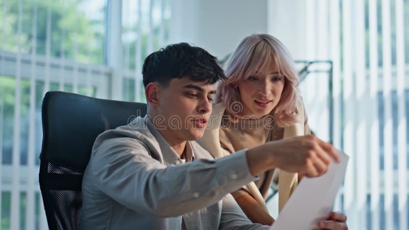 Project Managers Discussing Ideas Interacting Together in Modern Office Closeup Stock Video ...