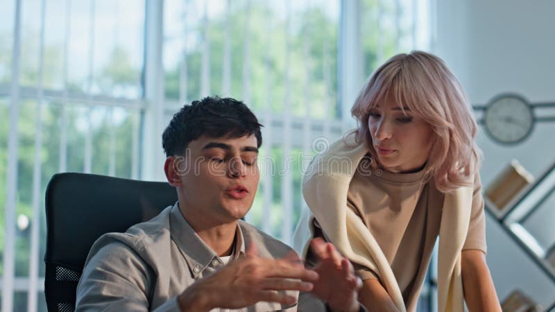 Project Managers Discussing Ideas Interacting Together in Modern Office ...