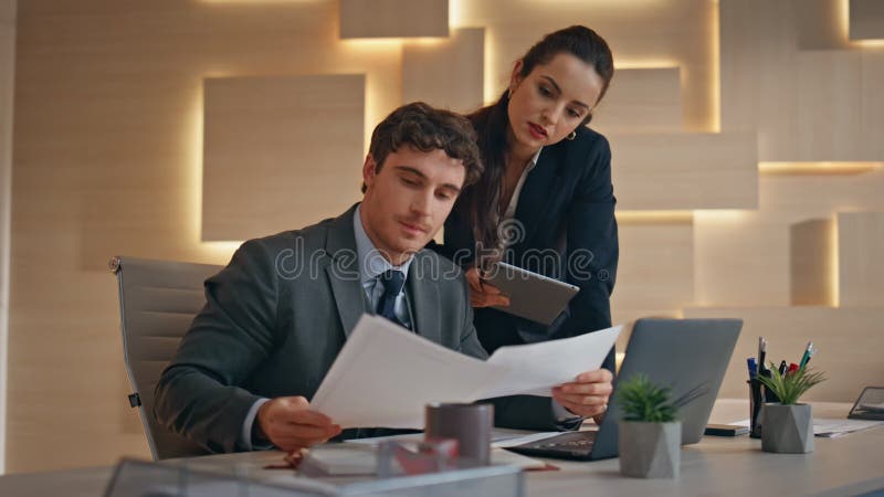 Project Managers Discussing Office Papers Closeup. Colleagues Talking ...