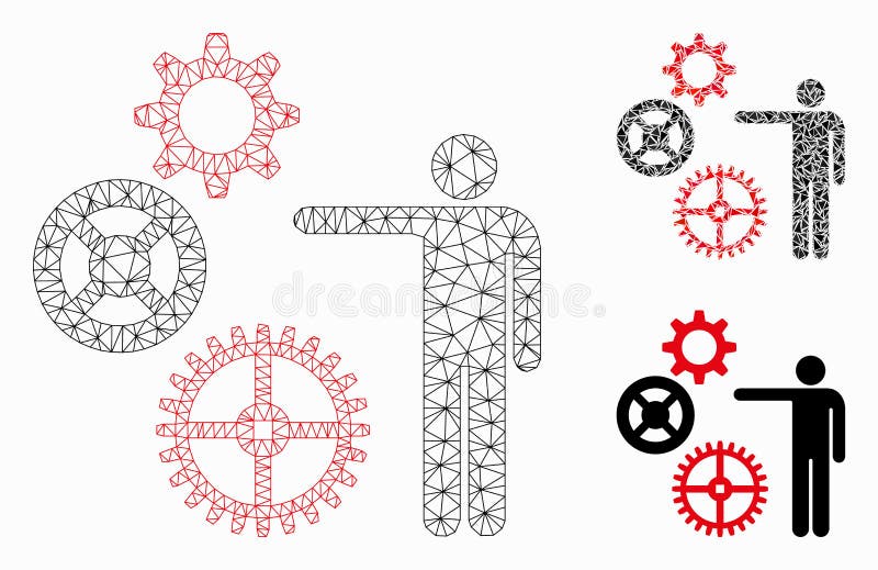 Project Mechanics Vector Mesh 2D Model and Triangle Mosaic Icon Stock ...