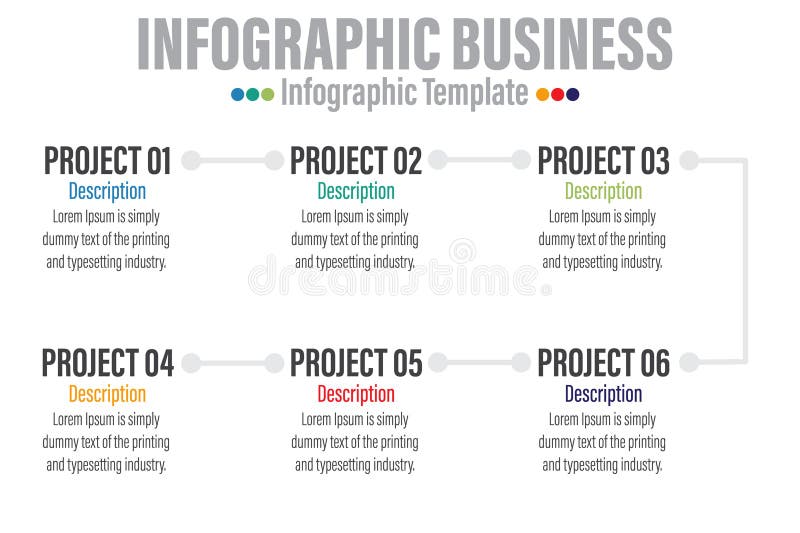 6 Project Modern Timeline Diagram with Arrows, Presentation Vector ...