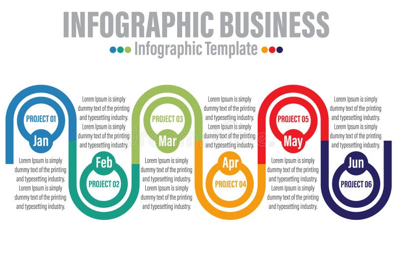 6 Project Modern Timeline Diagram with Progress Circle, Presentation ...