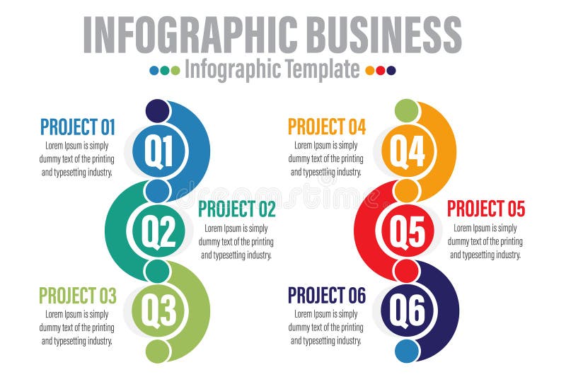 6 Project Modern Timeline Diagram with Progress Circle, Presentation ...