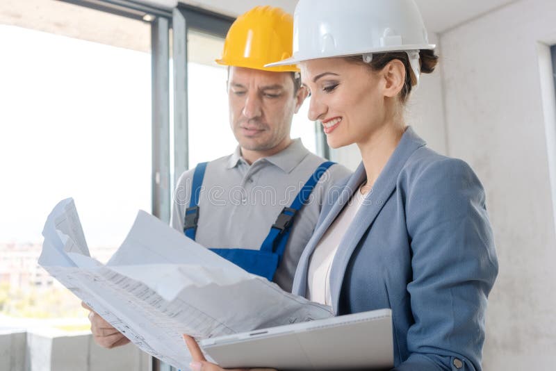Project Owner and Construction Worker during Acceptance Stock Photo ...