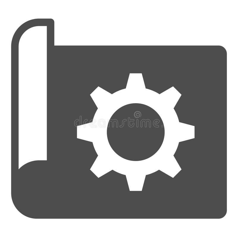 Project Paper with Gear Solid Icon, Repair Service Concept. Vector ...