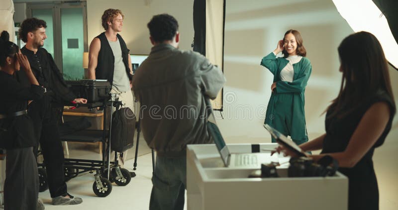 Project, Photographer and Camera with People in Studio for Ecommerce ...