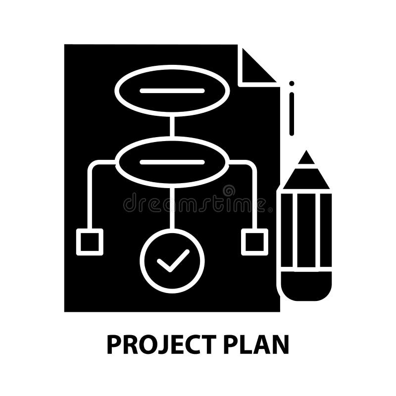 Project Plan Icon, Black Vector Sign with Editable Strokes, Concept ...