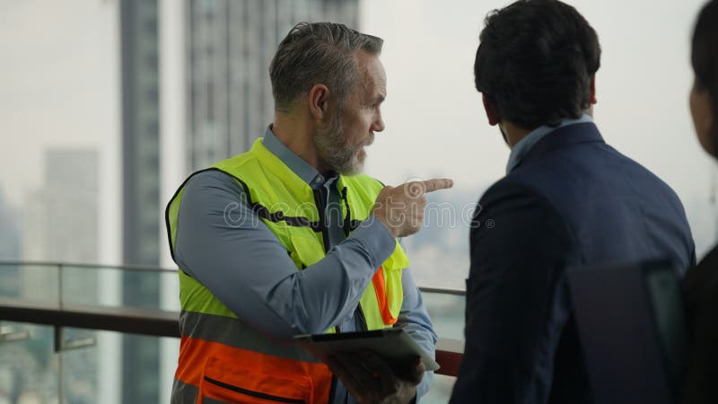 Project Planing between Engineer Foreman Manager and Businessman Stock ...