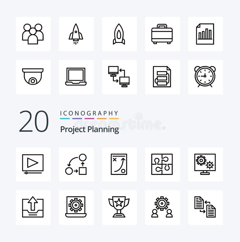 20 Project Planing Line Icon Pack Like Setting Preference Part Gear ...