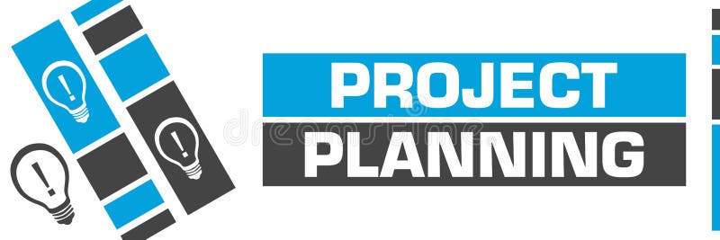 Project Planning Blue Grey Line Boxes Bulbs Stock Illustration ...