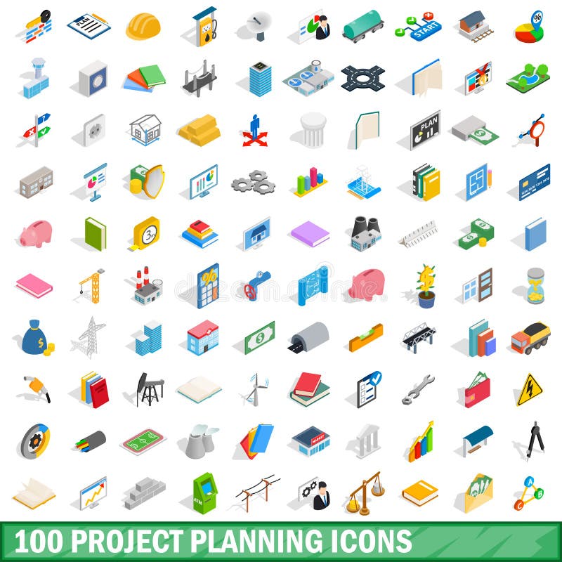 100 Project Planning Icons Set, Isometric 3d Style Stock Vector ...