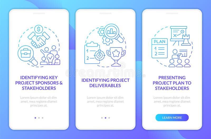 Project Planning Stages Blue Gradient Onboarding Mobile App Screen ...