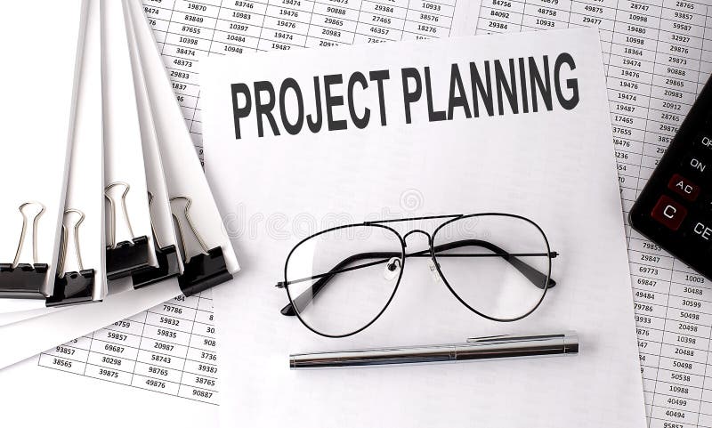 PROJECT PLANNING Text on Paper with Chart and Office Tools , Business ...