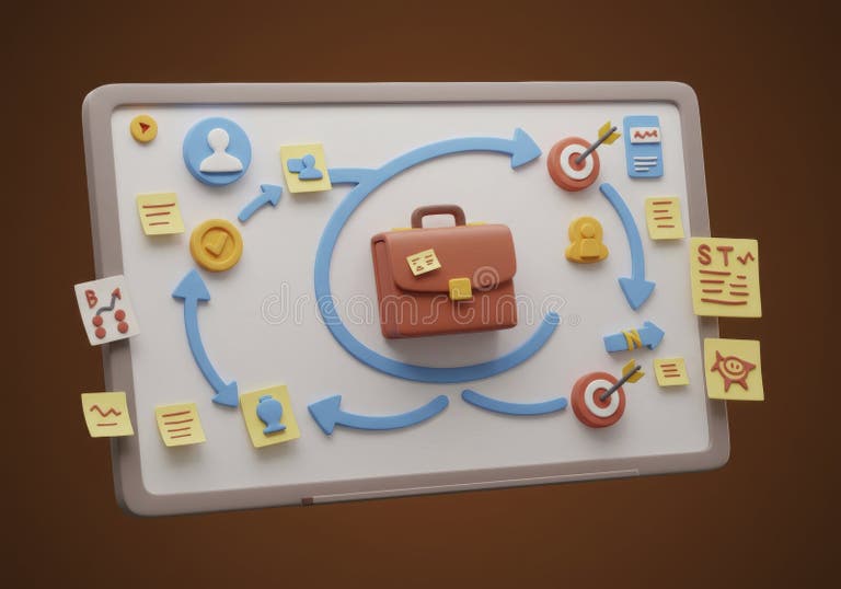 Project Planning on Whiteboard with Circular Workflow and Goals Stock ...