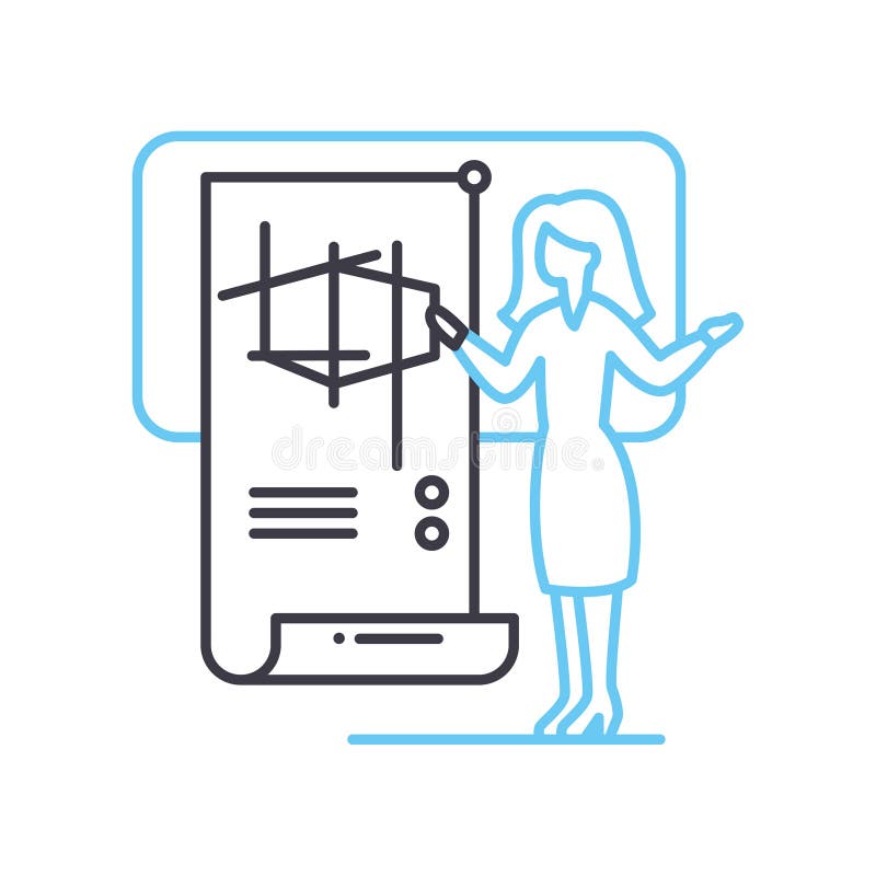 Project Presentation Line Icon, Outline Symbol, Vector Illustration ...