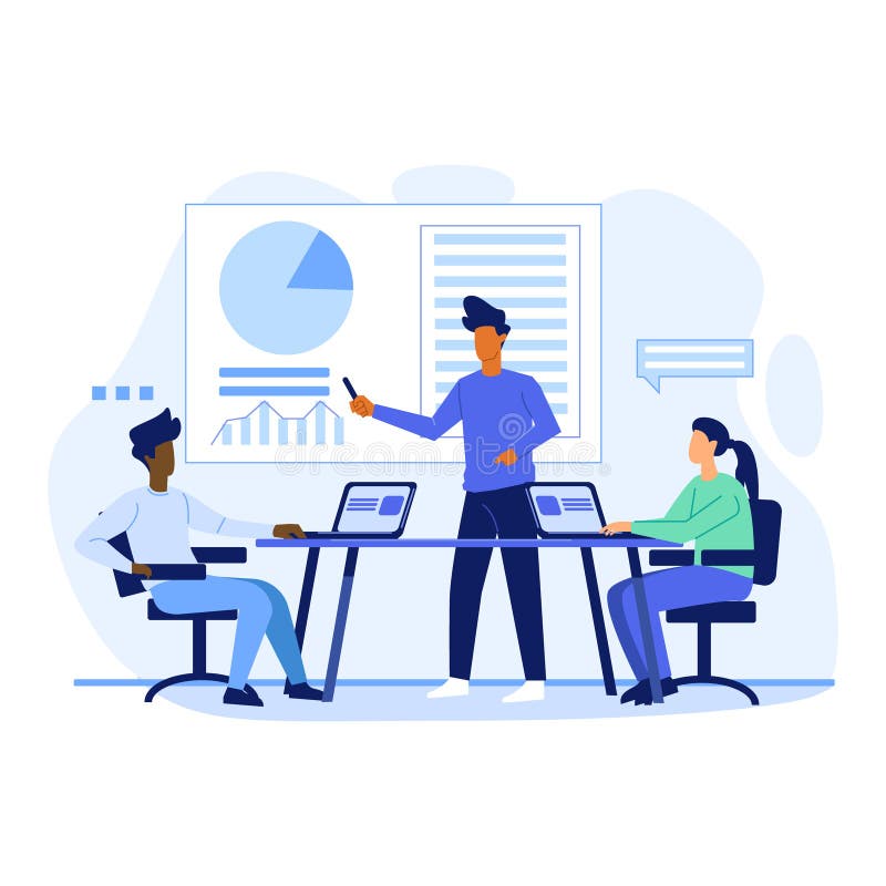 Presentation Office Meeting Bw Concept Vector Spot Illustration Stock ...