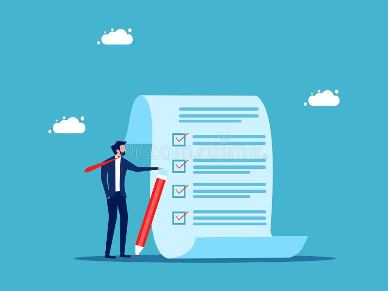 Project Progress Monitoring. Businessman Checking Project Document with ...