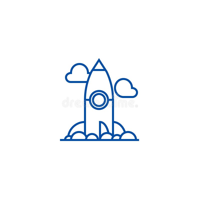 Rocket Launch Line Icon Concept. Rocket Launch Flat Vector Symbol, Sign ... Rocket Launch Line Icon Concept. Rocket Launch Flat Vector Symbol, Sign ...
