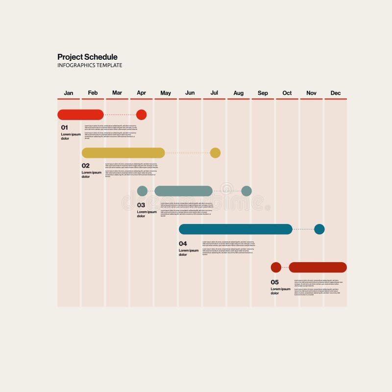 Project Schedule Year Chart, Overview Planning Timeline Vector Diagram ...