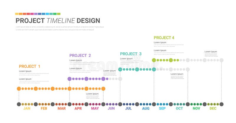 Project Schedule Year Chart, Overview Planning Timeline Vector Diagram ...
