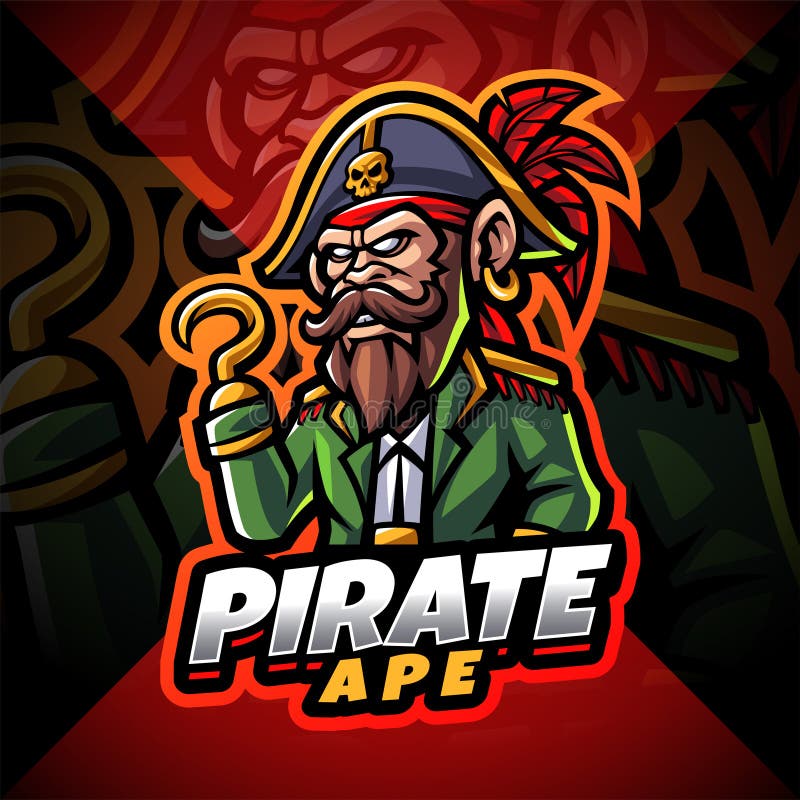 Pirate Ape Esport Mascot Logo Design Stock Vector - Illustration of ...