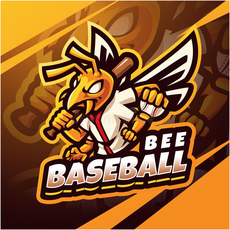 Bee Baseball Esport Mascot Logo Design Stock Vector - Illustration of ...