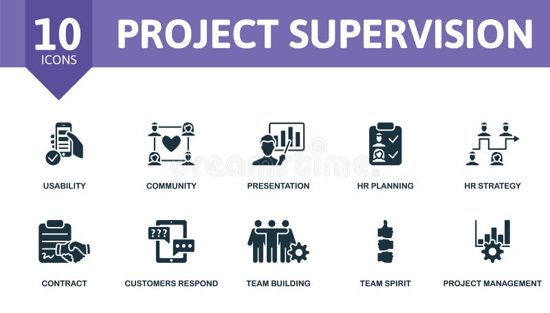 Project Supervision Thin Line Icon Set. Usability, Community ...