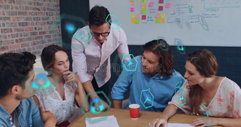 Project Team Collaborating Around Wooden Table, Visualizing Energy ...