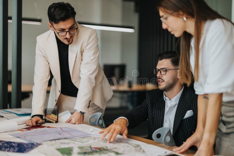 Project Team Discussing Plans with a Focus on Paperwork Stock Image ...