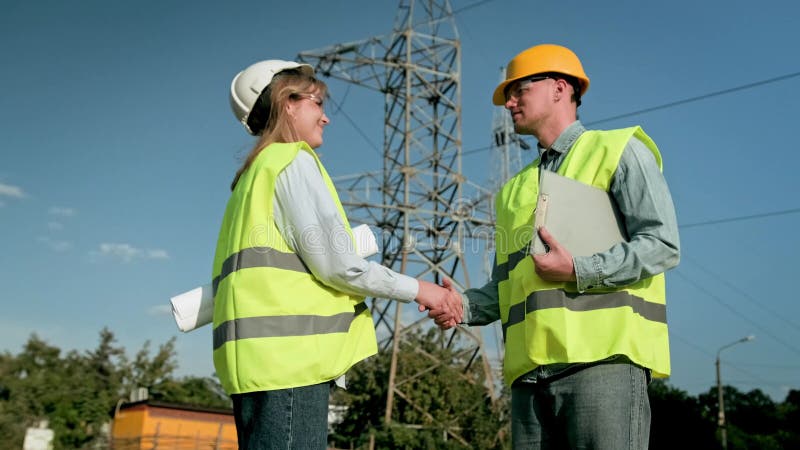 Project Team Greeting Each Other before Electric Line Inspection Stock ...