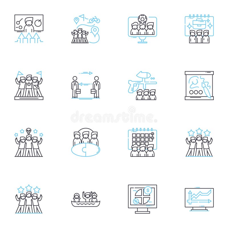 Project Team Linear Icons Set. Collaboration, Coordination ...