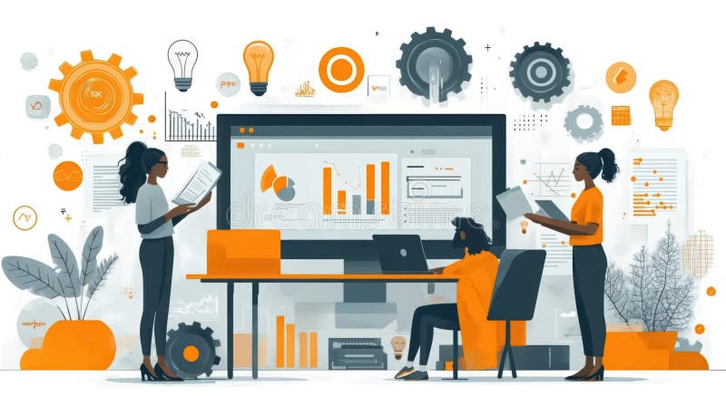 Project Teams Conducting Retrospectives. Modern Workspace with Team ...