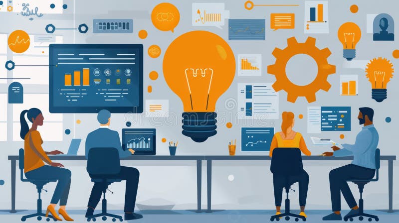 Project Teams Conducting Retrospectives. Modern Workspace with Team ...