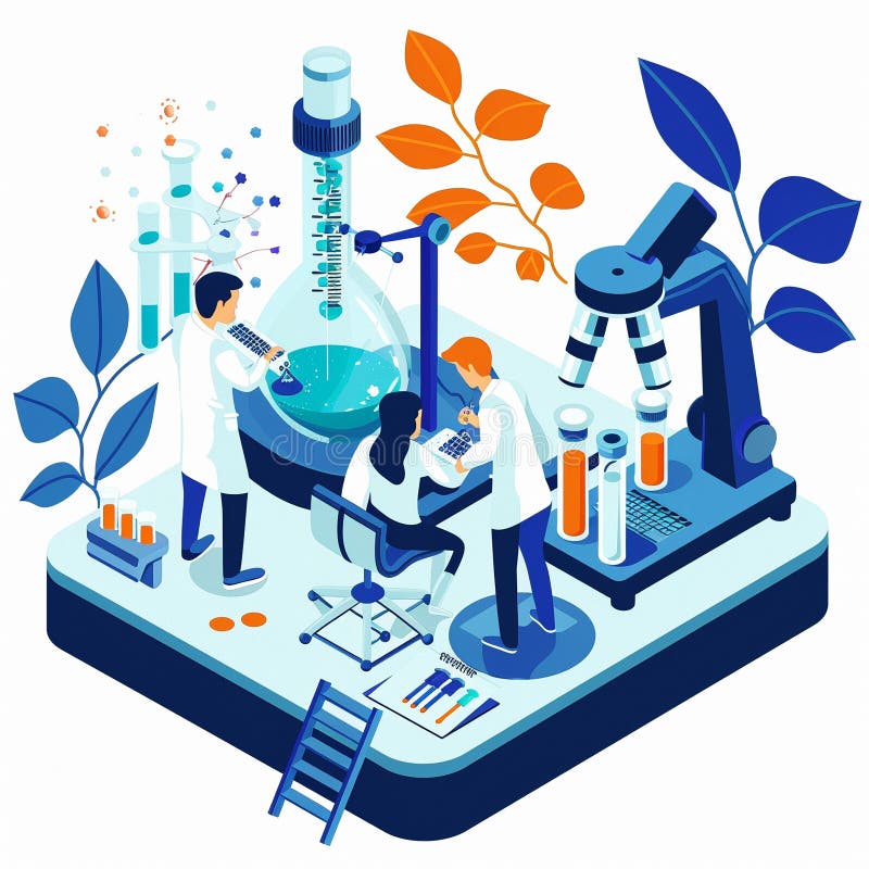 Project Teamwork in Medicine, Science and Biology. Isometric ...