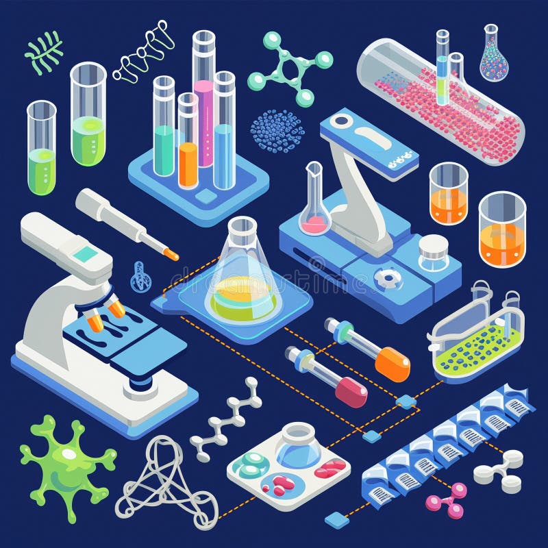 Project Teamwork in Medicine, Science and Biology. Isometric ...